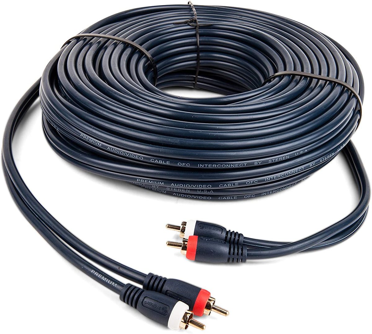 Steren 100ft Dual RCA High-Quality Stereo Audio Cable Blue - Red/White
