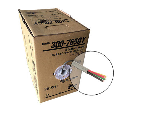 Steren 500ft 22AWG 4C Station Wire Solid CMX cULus Pull Box Grey - Tel