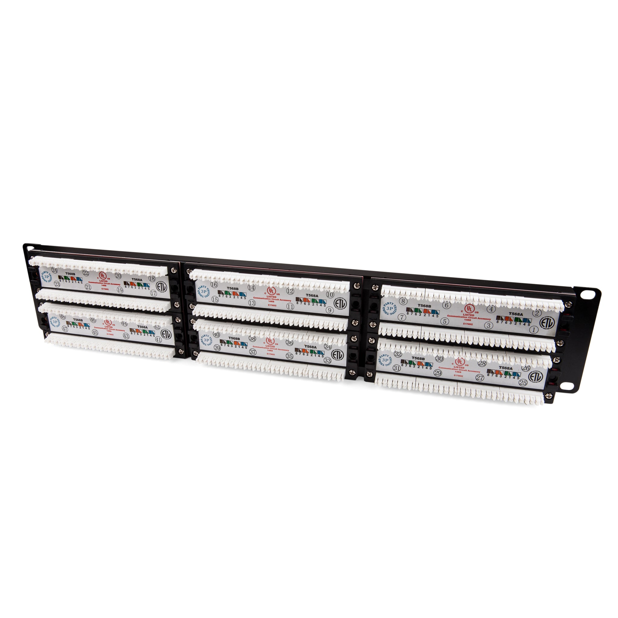 Steren 48-Port Cat6 Gigabit Patch Panel – Rack Mount, 350MHz, UL Liste