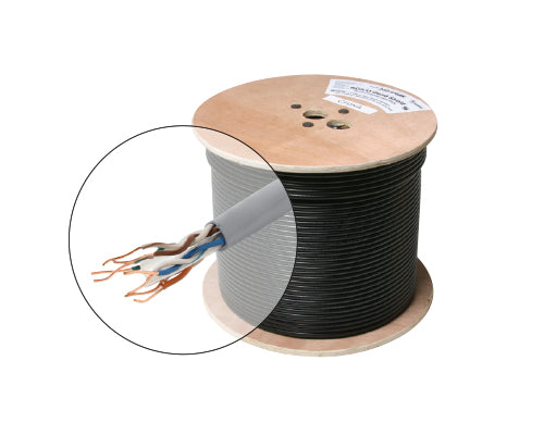 Steren BASELINE - 1000ft 24/4 CAT5E UTP cETLus CMP Solid Cable - Wooden ...