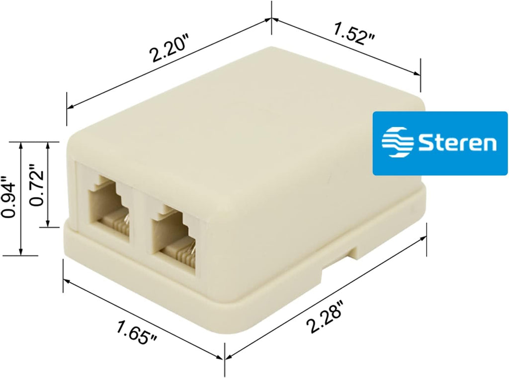 Steren High-Impact ABS Plastic 2-Line 4C Modular Telephone Surface Jack - Enhance your ...