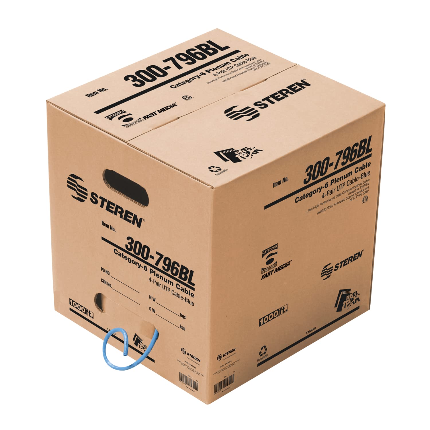 Steren 1000ft 23/4 CAT6 Solid Cable For High-Performance Data Transmis