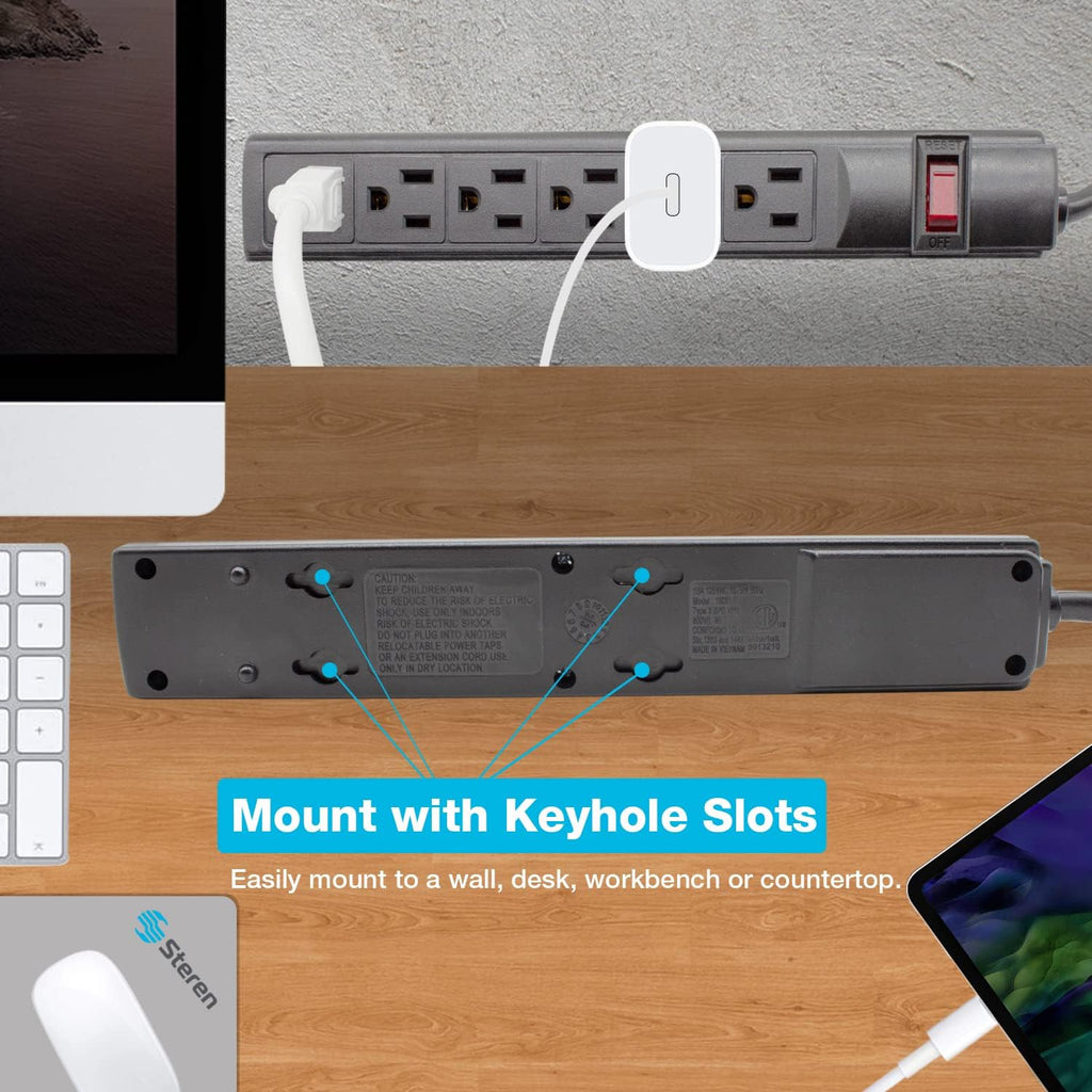 Power Strip with 3.5 Ft Cord, Powerstrip STEREN Surge Protector with 6 ...