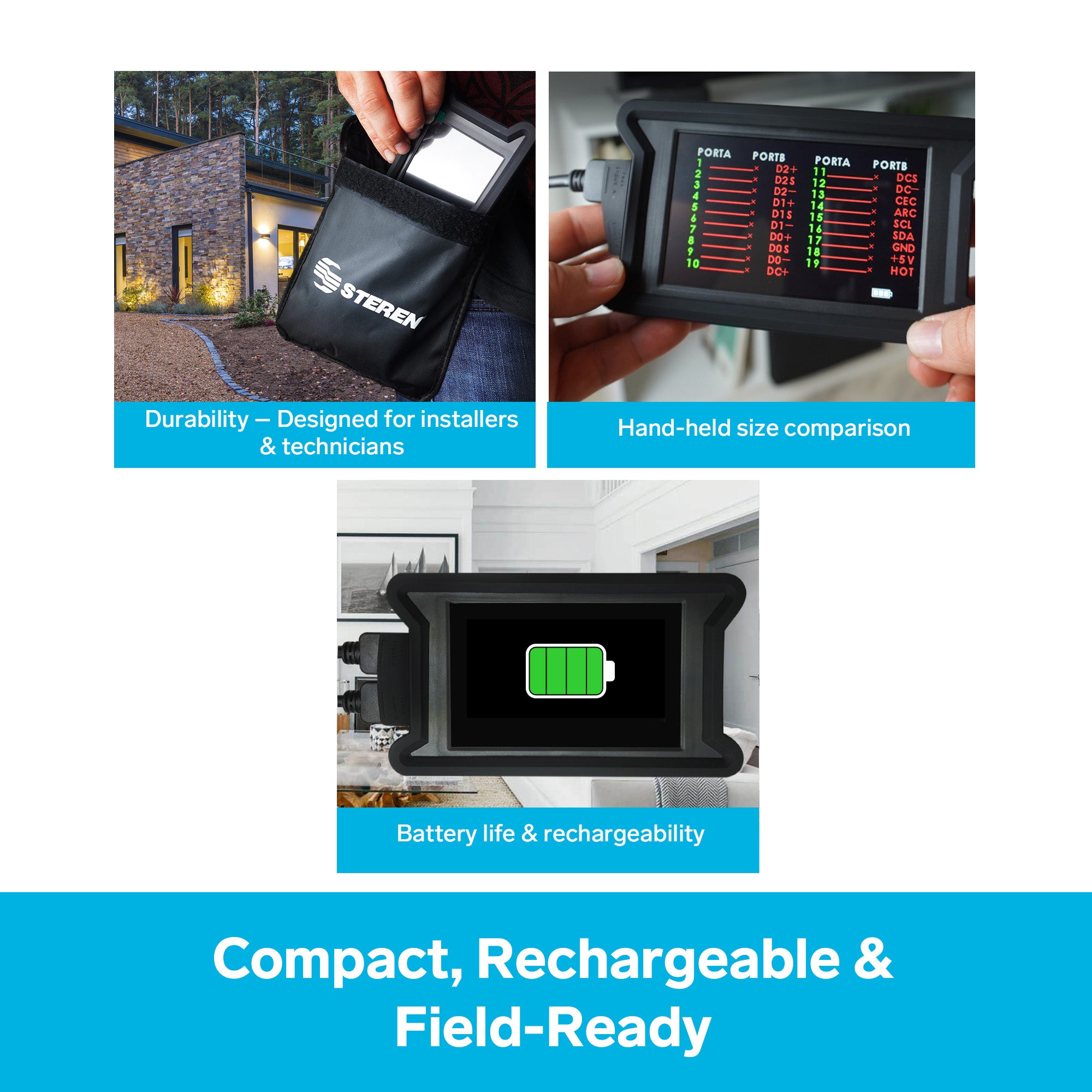 STEREN Handheld, Portable, HDMI Tester with HD LCD Display and Audio ...