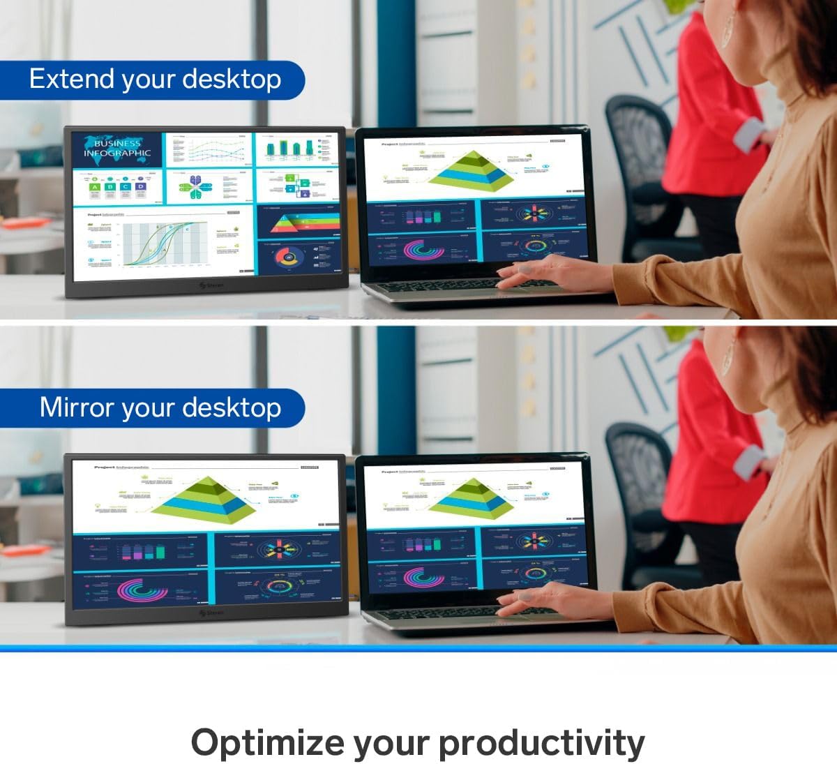 Steren 16" Portable HDR Monitor – Ultra-Slim Full HD Display with USB-C ...