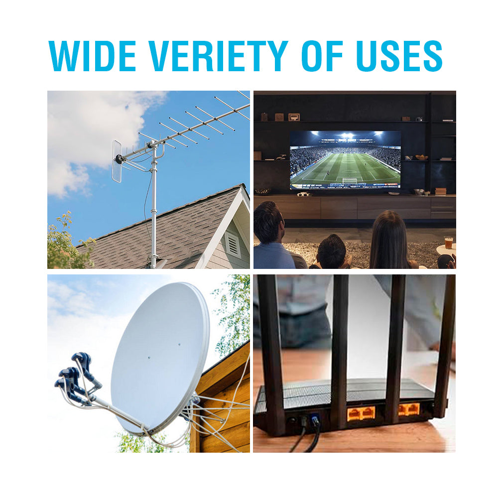 Steren 3ft RG6 TV Coaxial Cable Coiled with DigiCon Connector – Triple ...