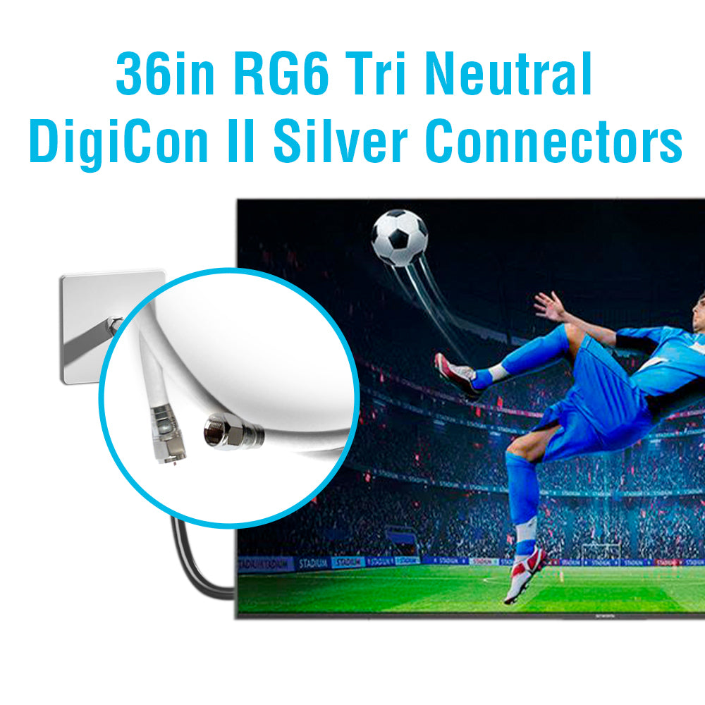 Steren 3ft RG6 TV Coaxial Neutral Cable with DigiCon II Silver ...