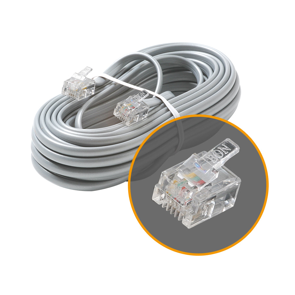 Enhance your telephone setup with Steren's Silver 15ft 4C Modular Flat ...