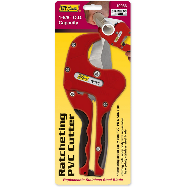 Ivy Classic 1-5/8" Ratcheting PVC Pipe Cutter – Heavy-Duty Aluminum ...