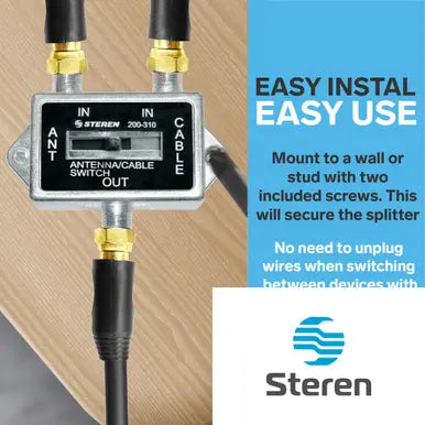 STEREN Coaxial Cable Splitter - Coax A B Switch - Coax Splitter 2 Way ...