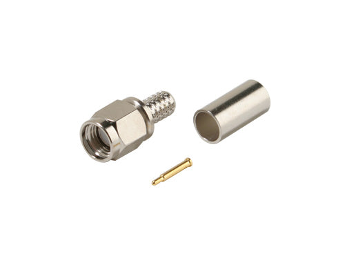 Steren SMA Plug Crimp RG58A 3pc Connector with Teflon Insulator, Gold ...