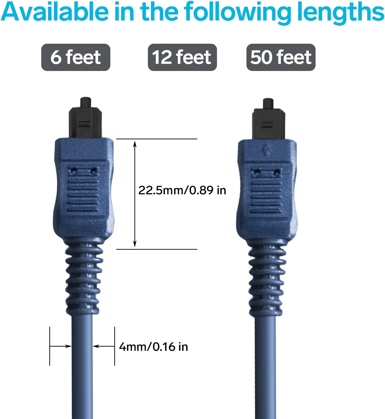 STEREN TOSLINK Digital Audio Cable - 12ft Length - Crystal Clear Sound ...