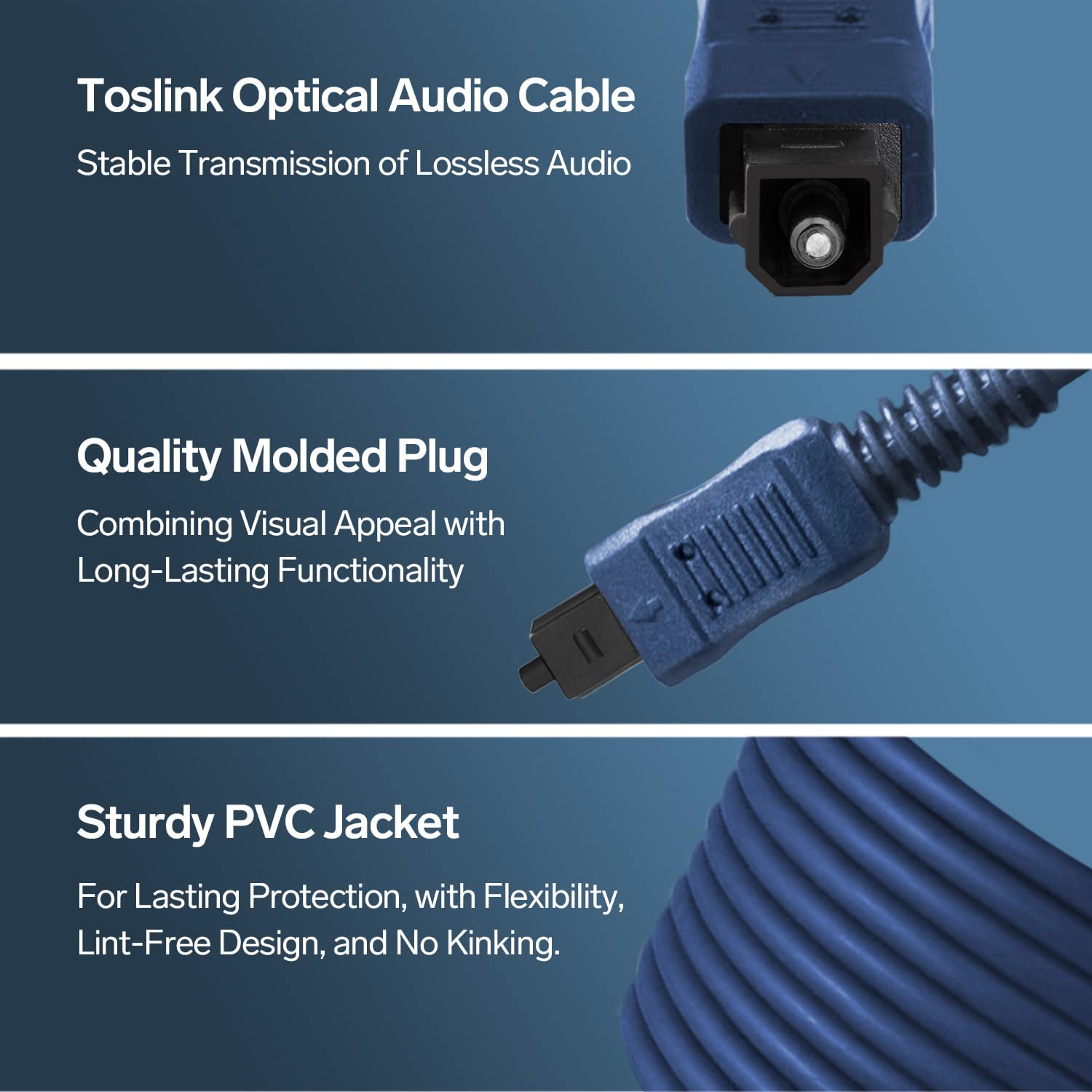 STEREN TOSLINK Digital Audio Cable - 12ft Length - Crystal Clear Sound ...