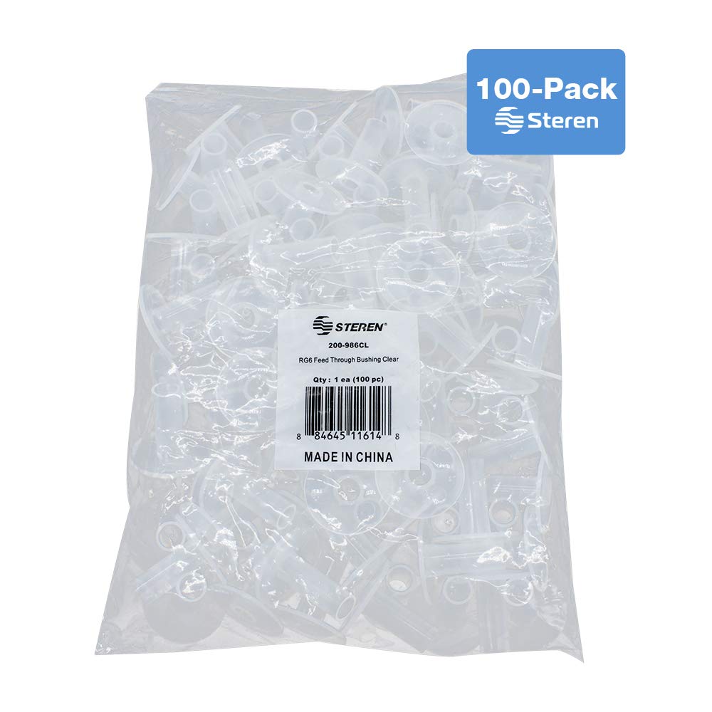 Steren RG6 Single Feed Through Bushings Clear - 100-Pack