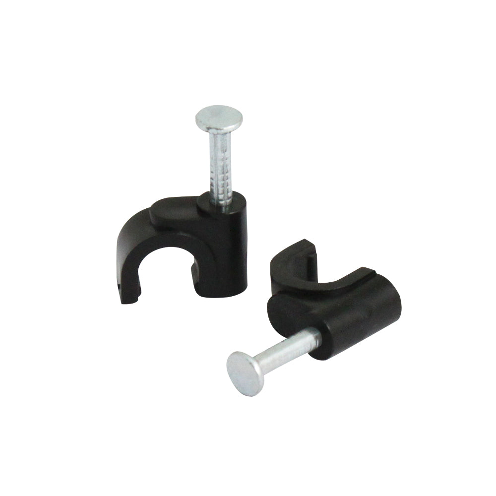 Steren Single RG6 Nail-in Cable Mounting Clip Black 100 per bag