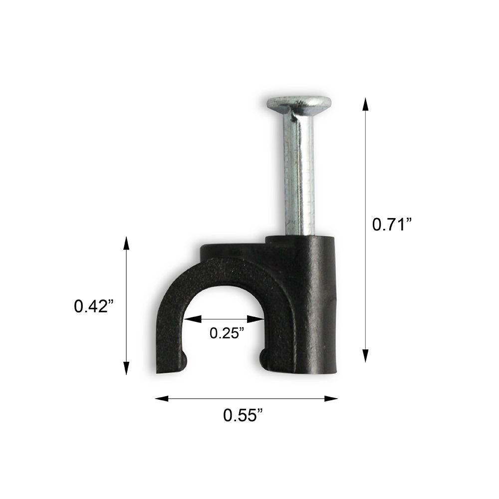 Steren Single RG6 Nail-in Cable Mounting Clip Black 100 per bag